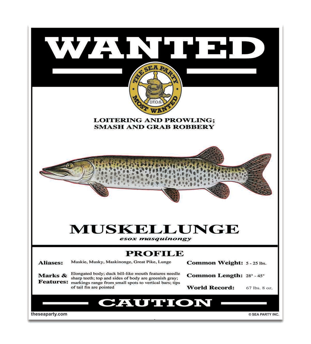 Muskie Wanted Sticker – The Sea Party